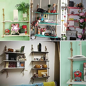 OWUV Hanging Shelf for Wall, Modern Creative Bookshelf, Decorative Wall Shelf, Floating Shelf, Green/Blue/Pink/White/Yellow/Gray, 1/2/3/4 Layer