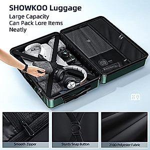 SHOWKOO Luggage Sets Expandable ABS Hardshell 3pcs Clearance Luggage Hardside Lightweight Durable Suitcase sets Spinner Wheels Suitcase with TSA Lock (Dark Green)