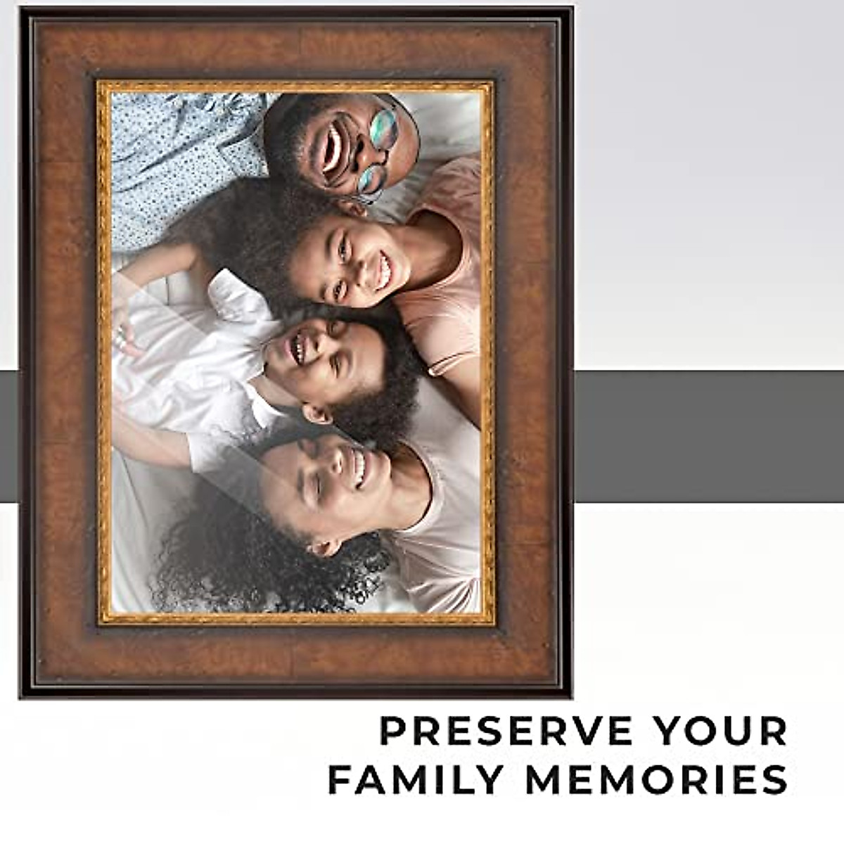 24x15 Royal Brown and Gold Real Wood Picture Frame Width 3 Inches | Interior Frame Depth 0.5 Inches | Faxon Traditional Photo Frame Complete with UV Acrylic, Foam Board Backing & Hanging Hardware