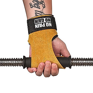 Yuehuam 2Pcs Hand Grips for Cross Training, Gymnastics, Weight Lifting, Gymnastics Gloves with Adjustable Wristband Leather Calisthenics Equipment for Men and Women