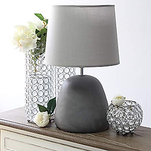 Simple Designs LT2058-GRY Round Concrete Table Lamp, Gray 10.25"L x 10.25"W x 16.5"H