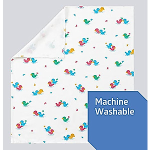 Medline Duck Print Baby Blanket, Classic Design, 100% Cotton, Soft, Cuddly, Swaddling, 30" x 40", 3 Count