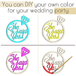 Youyole She Said Yes Wooden Sign 13.78'' x 11.22'' Diamond Ring Wood Cutout Sign Wedding Engagement Party Decorations Photo Booth Props with Hanging Rope Bridal Shower Rustic Engaged Hanging Sign