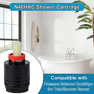 N40HKC Shower Cartridge Replacement,40mm Shower Faucet Cartridge,for Tub/Shower Faucet, the height of the product is 3.07 inches (78mm) and the width is 1.58 inches (40mm), Black (1Pack)