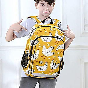 Glaphy Farm Animals Cute Hens Backpack School Bag Lightweight Laptop Backpack Student Travel Daypack with Reflective Stripes