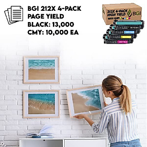 BGI Remanufactured Toner Cartridge Replacement for HP 212X High-Yield 4-Pack Use M554 M555 MFP M578 | W2120X W2121X W2122X W2123X | TAA Compliant, STMC Certified, USA Remanufactured | with Chip