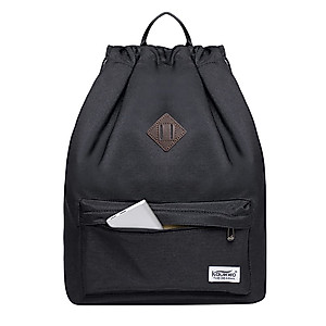 KAUKKO Drawstring Sports Backpack Gym Yoga Bag Shoulder Rucksack for Men and Women (3-BLACK)