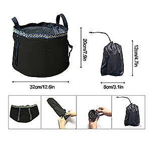 12L Portable Folding Wash Basin, Lightweight and Durable Compact Collapsible Foldable Water Bucket Container for Camping Hiking Fishing Travelling etc. (Black)