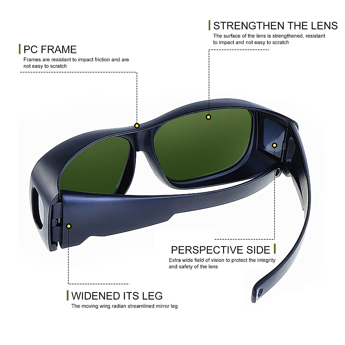 UpaClaire Welding Glasses, Wrap-Around Safety Welding Lens, Anti-Scratch, Non-Slip, UV Protection, Laser Hair Removal Protective Glasses, IPL200-2000nm Protection Safety Glasses