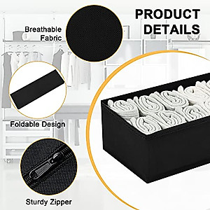 DIMJ Drawer Organizers, Set of 4 Clothes Drawer Organizer, Foldable Closet Drawer Organizer, Dresser Drawer Organizers Dividers for Baby Clothes, Socks, Belt, Tie (Black)
