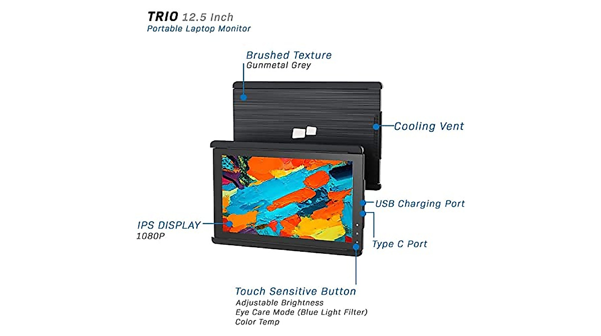 Mobile Pixels Trio Portable Monitor | 12.5'' Laptop Screen Extender