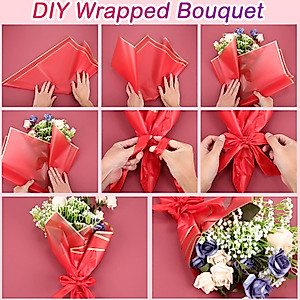 Yahenda 420 Sheet Flower Wrapping Paper Flower Bouquet Wrapping Paper Sheets with Gold Edge Korean Style Wrapping Paper for DIY Craft Gift Package Decoration Floral Supplies, 23 x 23 Inch (Elegant