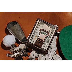 House of Jack Co. Bottle Opener Bifold Money Clip Wallet | Front Pocket Wallet | Novelty Bifold with Money Clip | Full Grain Leather