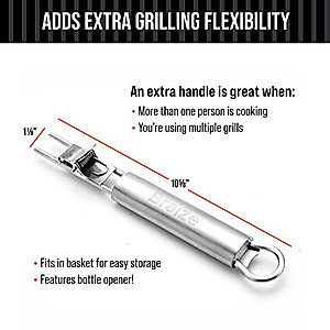 BRAIZE Extra Handle for Kabob Grilling Baskets - Grill baskets for outdoor grill accessories for outdoor grill, barbeque grill accessories, bbq accessories grill vegetable basket - Fish grill basket vegetable grill basket. Grilling accessories for campfir