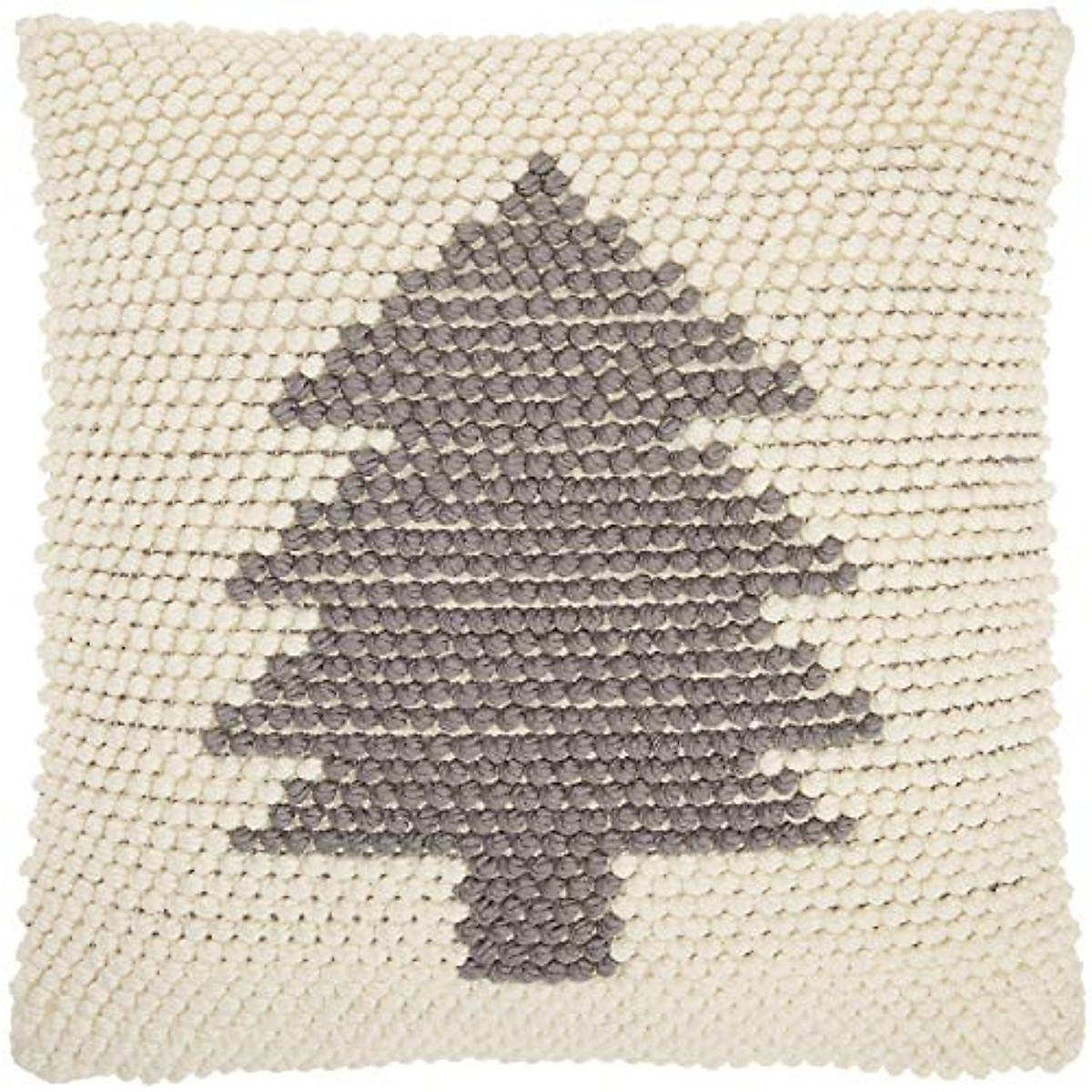 Mina Victory Holiday Xmas Tree Loops Ivory/Grey 20"X20" Throw Pillow