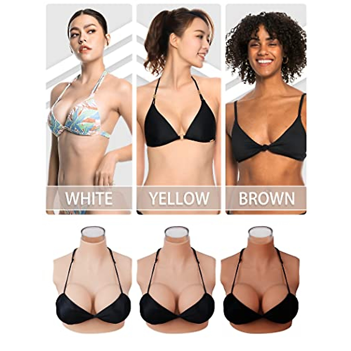 Zilasegy Plus Size Breasts Forms,Silicone Breastplate B Cup Fake Boobs for Crossdressers Transgender Drag Queen Cosplay(Yellow)