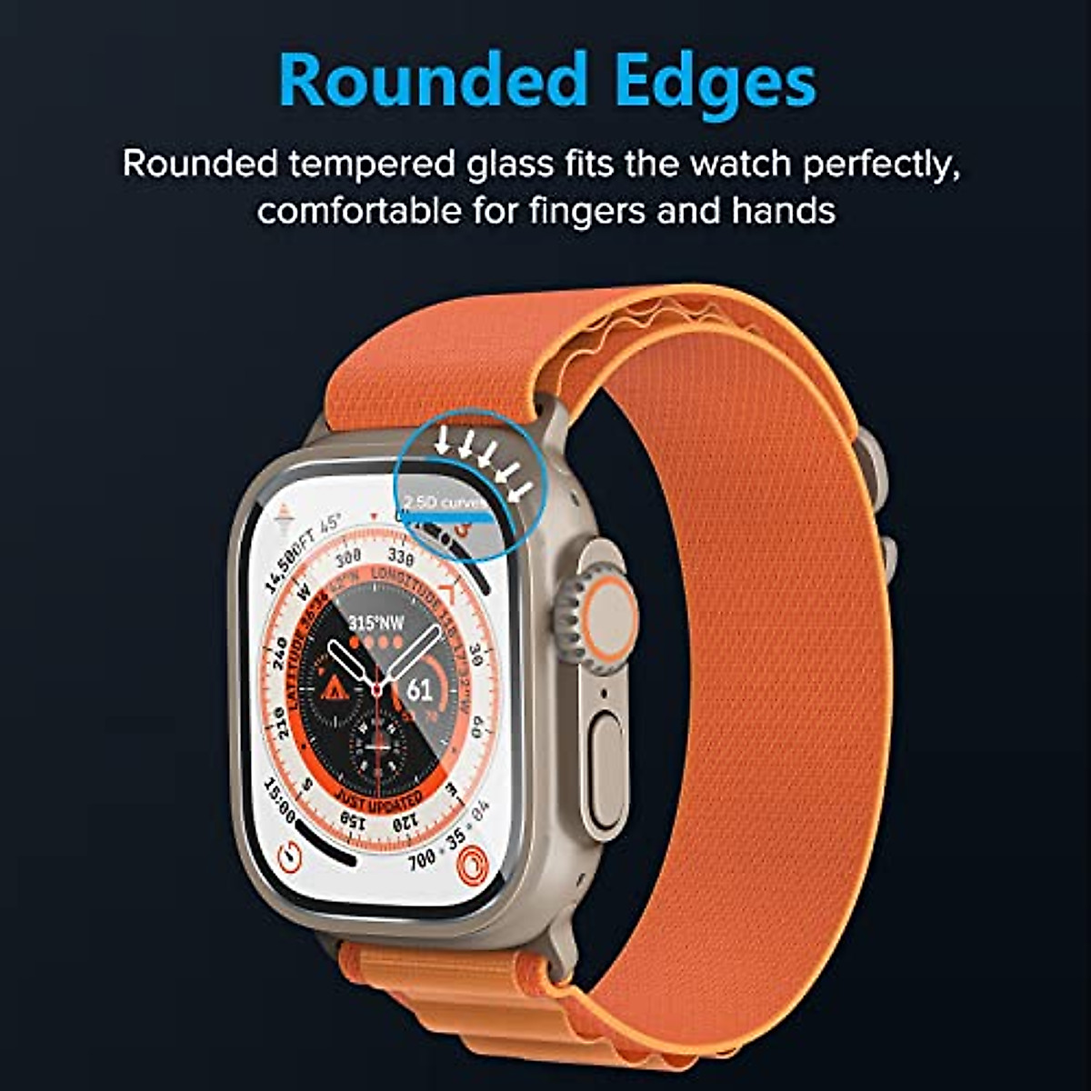 Hierusre [3 Pack] Screen Protector for Apple Watch Ultra 2/Ultra 49mm, Tempered Glass Protector Screen for iWatch Ultra 2/Ultra, Scratch Resistant, HD Clear, Touch Sensitive, Bubble Free