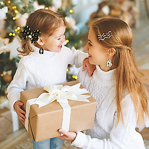 Whaline 12Pcs Christmas Faux Leather Sheet Black Gold Synthetic Leather Snowflake Reindeer Christmas Tree Pattern Glitter Fabric Crafts for Earring Hair Bow Holiday Craft Gift DIY, 8.3 x 6.3 Inch