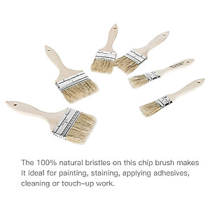 ETERNA 6Pack Household Chip Paint Brush 1inch 2inch 3inch Natural Bristles Wooden Handle Flat Brushes Set for Painting, Glue, Oil, Acrylic, Stain