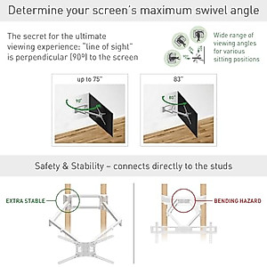 Barkan 40" Long White TV Wall Mount, 13 - 80 inch Dual Arm Full Motion Articulating - 4 Movement Flat / Curved Screen Bracket, Holds up to 110lbs, Extra Stable, Fits LED OLED LCD