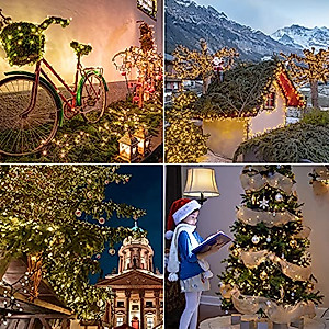 WATERGLIDE 50 LED Outdoor Christmas Lights, 16 FT Battery Operated Mini String Lights with 8 Modes & Timer, Xmas Tree Lights Waterproof for Patio Garden Party Wedding Holiday Decor, Warm White