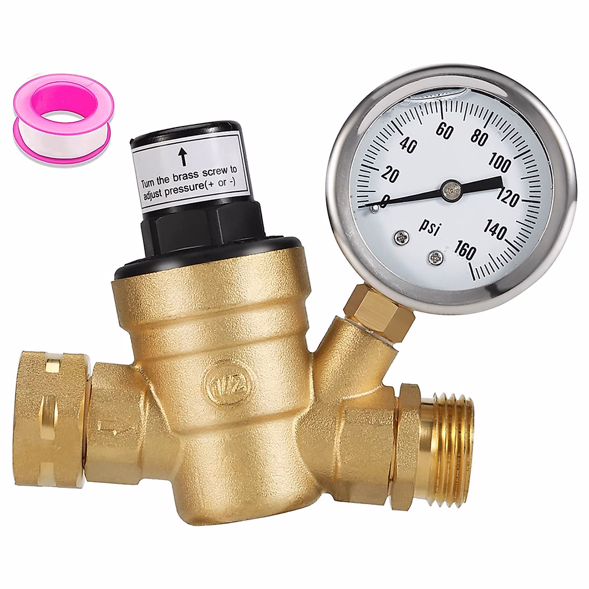 RV Water Pressure Regulator,Water Pressure Regulator for RV Camper Adjustable,RV Water Pressure Regulator with Gauge 160psi,Adjustable Water Pressure Regulator for RV Camper Travel Trailer