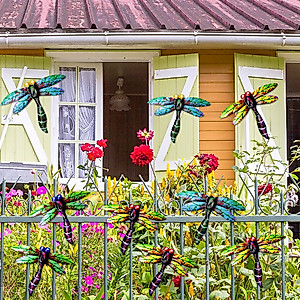 8Pcs Metal Dragonfly Insect Wall Decor - Wall Sculpture Hanging Dragonfly Metal Wall Art Garden Decor for Porch Yard, Living Room - Indoor Outdoor Gift Wall Sculptures Art