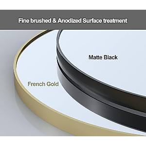 B&C 36 inch Round Mirror with 1-9/16" Matte Black Aluminum Frame, Black Metal Frame Circle Mirror, Circular Wall Mirror for Bathroom