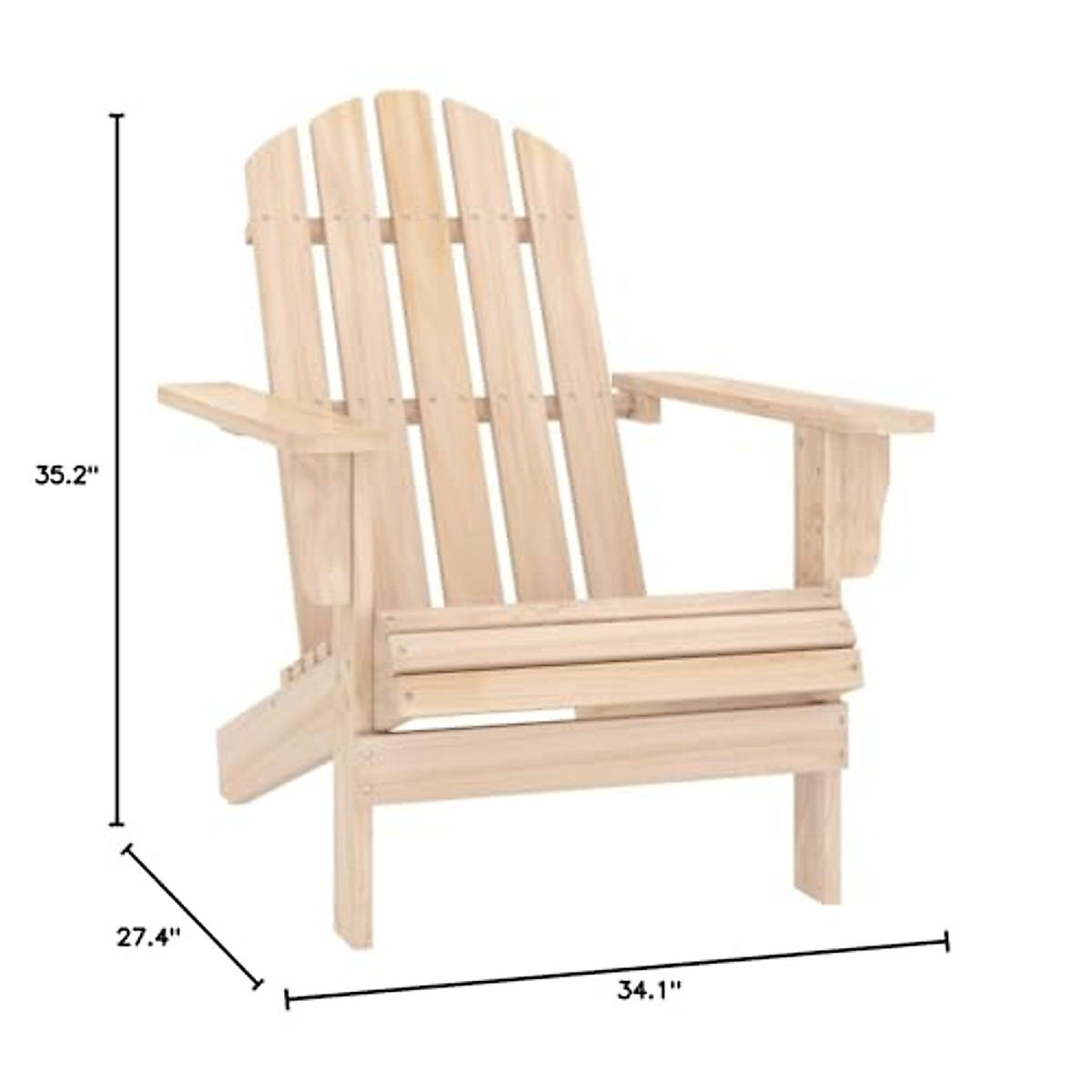 Tidyard Patio Adirondack Chair with Table Solid Fir Wood Outdoor Fire Pit Chair Wooden Garden Armchair for Porch Pool Lawn Deck Backyard Balcony Outdoor