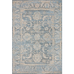 Loloi Odette Collection 5'-3" x 7'-9" Area Rug in Sky/Beige - Designer Long Runner Rug, Neutral Runner Rug for Hallways & Entryways, High-Traffic Area Rug