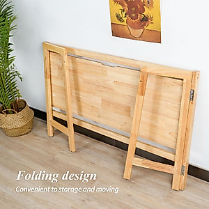 Cttasty Computer Desk, Foldable Desk, Home Office Desks, Solid Wood Writing Desk, Mid Century Modern Desks, Oak Study Table, Folding Desks for Small Spaces, 39.4 W x 27.6 H x 13.6 D Inches, Natural