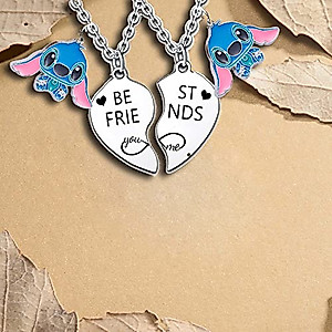 Waeceip 2PCS Best Friend Necklace Friend Gifts for Friends Cute Stitch Gifts for Friend Gifts Cute Necklace Friends Christmas Birthday Graduation Gifts