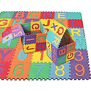 Kangler Kids Foam Puzzle Play Mat (36-Piece Set) 5.9inch x 5.9inch Interlocking EVA Floor Tiles with Alphabet and Numbers