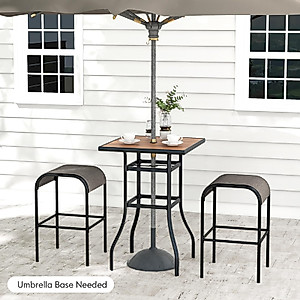 Tangkula Outdoor Bar Stools Set of 4, 30" Bar Height Bistro Stools with Breathable Fabric Seat & Heavy-Duty Metal Frame, Backless Bar Chairs with Curved Seats for Patio, Poolside, Backyard (4, Coffee)