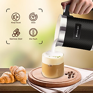 Huogary Detachable Milk Frother 5-in-1 Electric Milk Frother and Steamer Stainless Steel Milk Foamer Frother Cold Foam Hot Chocolate Maker with Dishwasher Safe