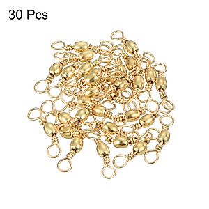 PATIKIL Fishing Barrel Swivel, 30Pcs 33lb Carbon Steel Solid Ring Terminal Tackle, Golden