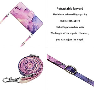 ONV VQWQ Wallet Case for Moto G Stylus 5G 2023 - Long Neck Lanyard Marble Painted Stand Card Slot Leather Flip Case + TPU Inner Shell Cover for Moto G Stylus 5G 2023 [YXDLS] -Purple