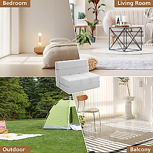 VINYUSE Folding Sofa Bed,Convertible Sleeper Chair Floor Couch,7 inch High Resilience Memory Foam, Futon Sofa Sleeper Chair with Washable Cover for Living Room/Bedroom 76" x 40" x 7",Grey