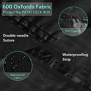 Kovshuiwe Deck Box Cover 52" L x 26.7" W x 26.7" H- Heavy Duty 600D Polyester Oxford Deck Box to Protect Large, 100% Waterproof Deck Box Cover, Outdoor Rectangular Storage Bench Covers