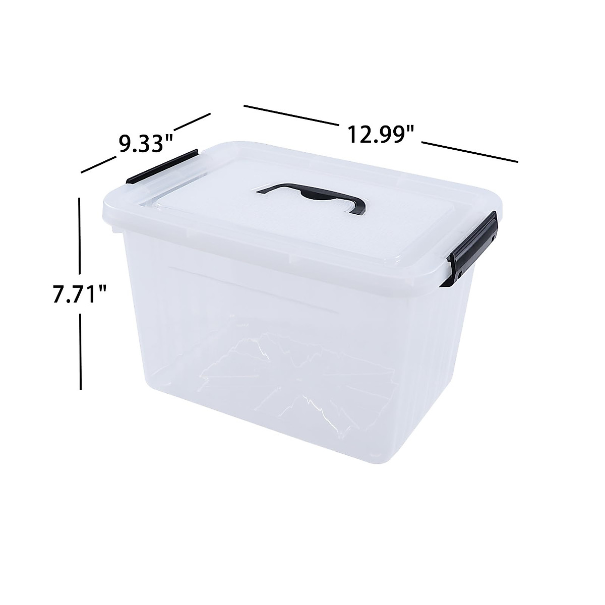 Sadstory 12 Quart Clear Latching Bin with Handle, Plastic Lidded Storage Box, 6 Packs