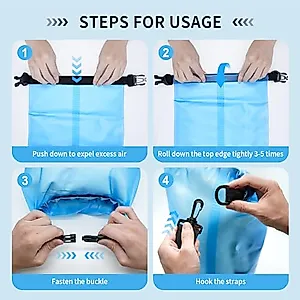 BACK KTCL Waterproof Dry Bag for Women Men,10L/15L Roll Top Lightweight Dry Storage Bag Backpack,Floating Sack with Waterproof Phone Case, Kayaking,Swimming, Camping, Hiking, Beach (Blue, 10L)