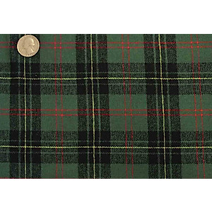 Richlin Fabrics 3 Yard Pack, 56" Yarn Dyed Flannel Plaid, Green, 100% Cotton