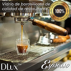 DLux Espresso Coffee Cups 3oz, Double Wall, Clear Glass Set of 2 Glasses, Insulated Borosilicate Glassware Tea Cup Mug
