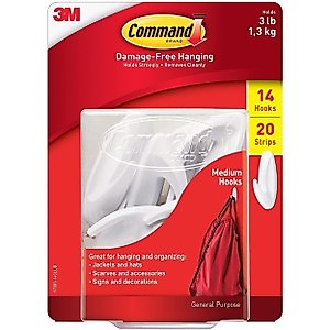 Command Medium Designer Hooks, 14 Hooks, 20 Strips