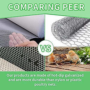 Chicken Wire 13.7 in x 236 in Poultry Wire Netting Hexagonal Galvanized Mesh Garden Fence Barrier for Craft Projects, Pet Rabbit Chicken Fencing