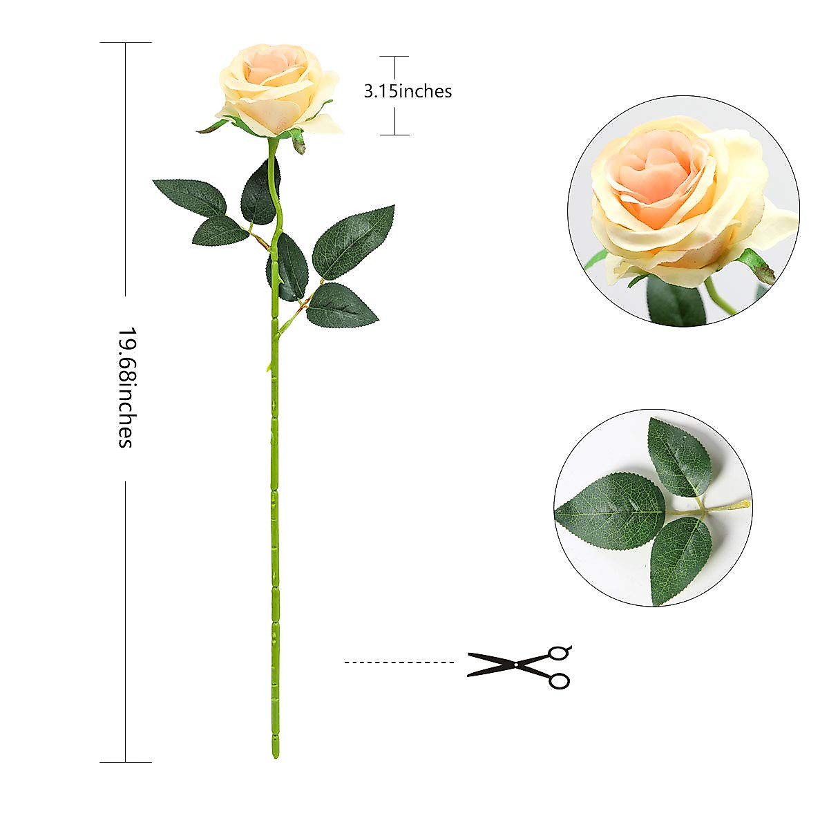 Tifuly 12Pcs Champagne Rose Artificial Flower, Realistic Single Stem Fake Silk Rose Bouquet for Wedding Party Home Centerpiece Hotel Office Decor