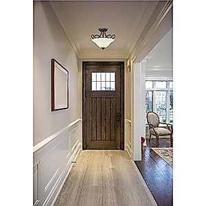 Westinghouse 6306500 Dunmore Two-Light Indoor Semi-Flush, Oil Rubbed Bronze Finish with Frosted Glass, 2, White,Black