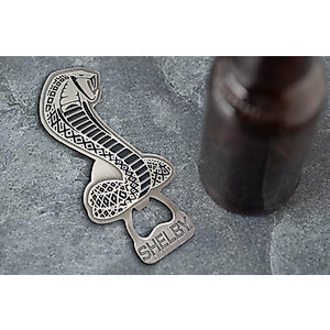 Shelby Cobra Snake Magnetic Bottle Opener | Meaures 2.1 inches by 5.3 inches | Molded Metal | Antique Tin Plating