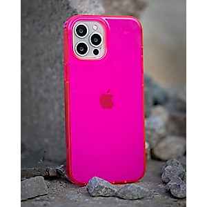 FELONY CASE - iPhone 13 Pro Max Neon Pink Clear Protective Case, TPU and Polycarbonate Shock-Absorbing Bright Cover - Crack Proof with a Gloss Finish - Wireless Charging Compatible