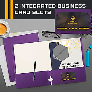 Two Pocket Portfolio Folders, 50-Pack, Purple, Letter Size Paper Folders, by Better Office Products, 50 Pieces, Purple